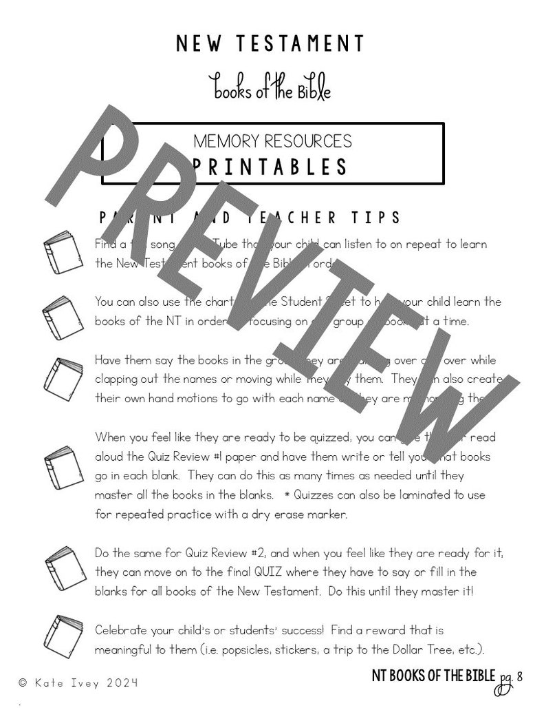Memorizing New Testament Books of the Bible Printable Tools - Etsy