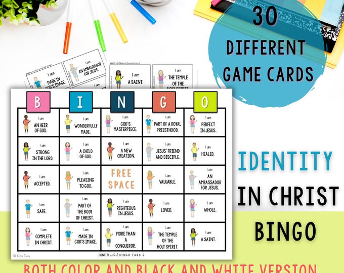 Identity in Christ BINGO Game for Kids Ministry | Church BINGO Game ...