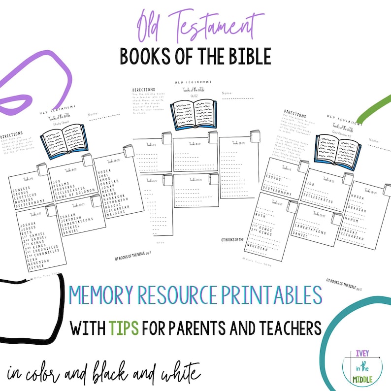 Old Testament Books of the Bible Memory Resources Printable Packet for ...
