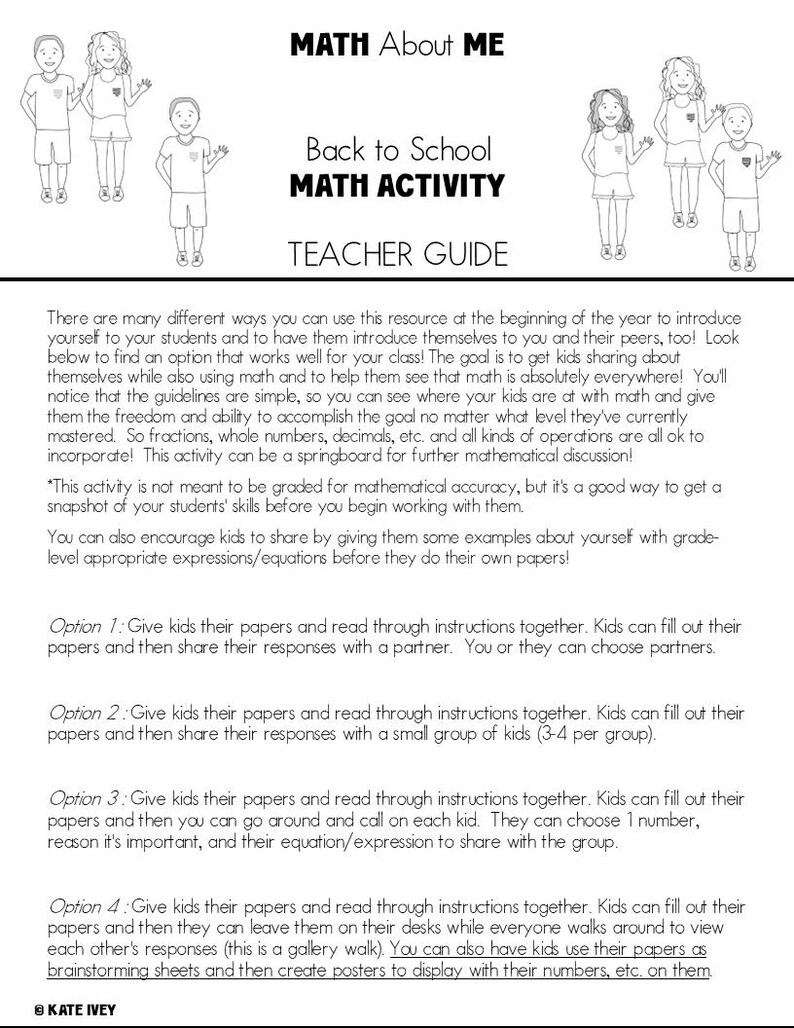 Back to School Math Activity | All Grade Levels - Etsy