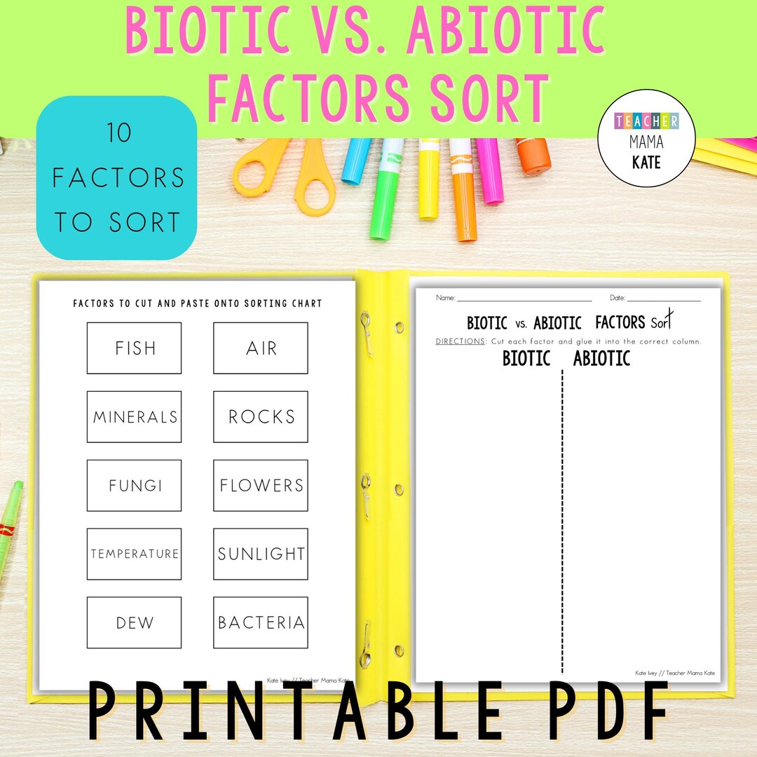 Biotic Abiotic Factors Sort Activity | Printable Science Worksheet (PDF ...