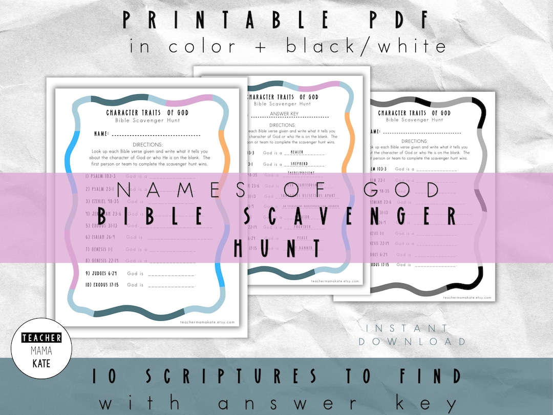 Bible Scavenger Hunt: Names of God Character Study (digital Download ...