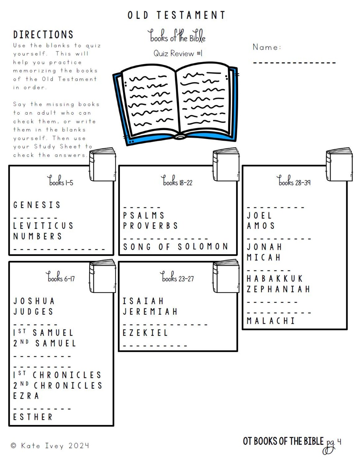 Old Testament Books of the Bible Memory Resources Printable Packet - Etsy