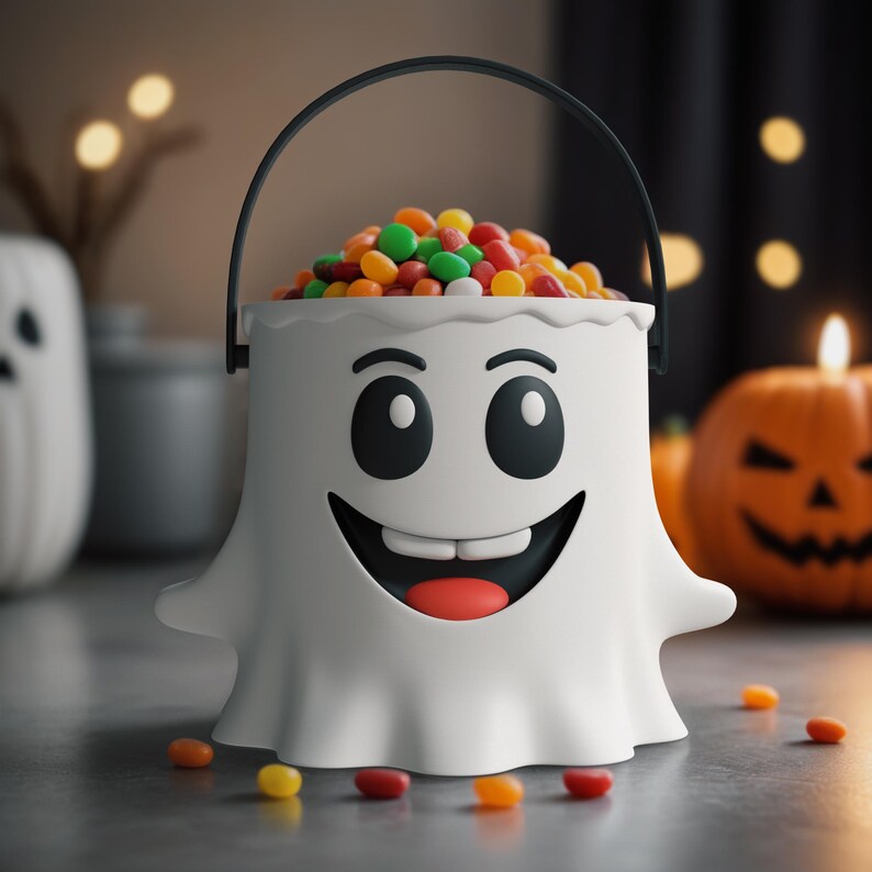 Ghost Candy Bucket STL File - 3D Printable Halloween Decoration - Trick ...
