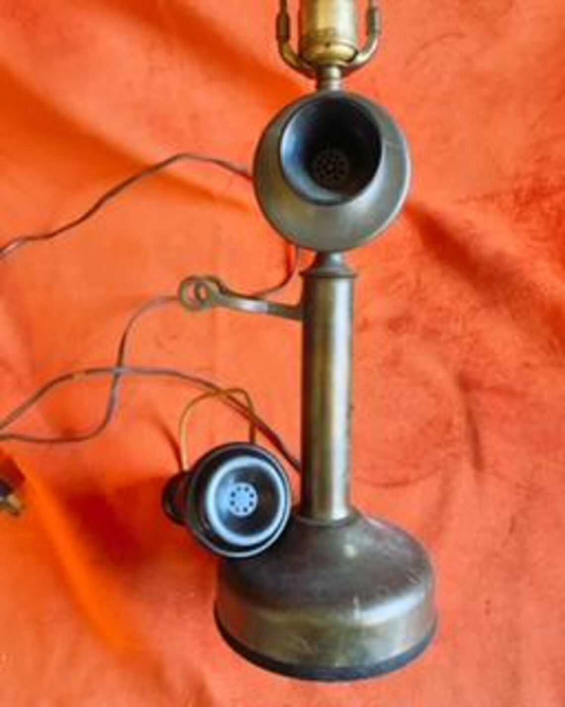 Early 1900's Brass Candle Stick Telephone Lamp With New Shade - Etsy