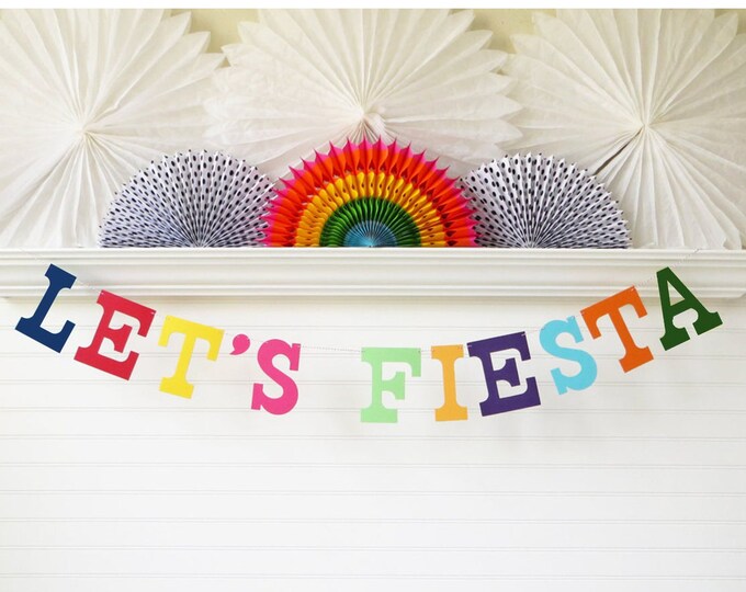 Let's Fiesta Decoration Banner 5 Inch Letters Fiesta Birthday Party ...