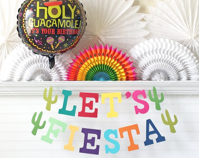 Let's Fiesta Banner - 5 Inch Letters - Fiesta Themed Decorations ...
