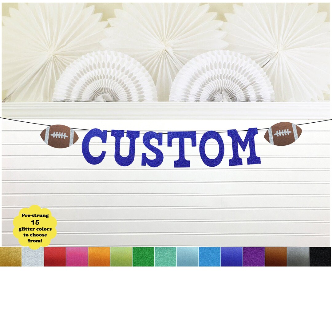 Custom Football Banner - Glitter 5 Inch Letters - Boys Baby Shower ...
