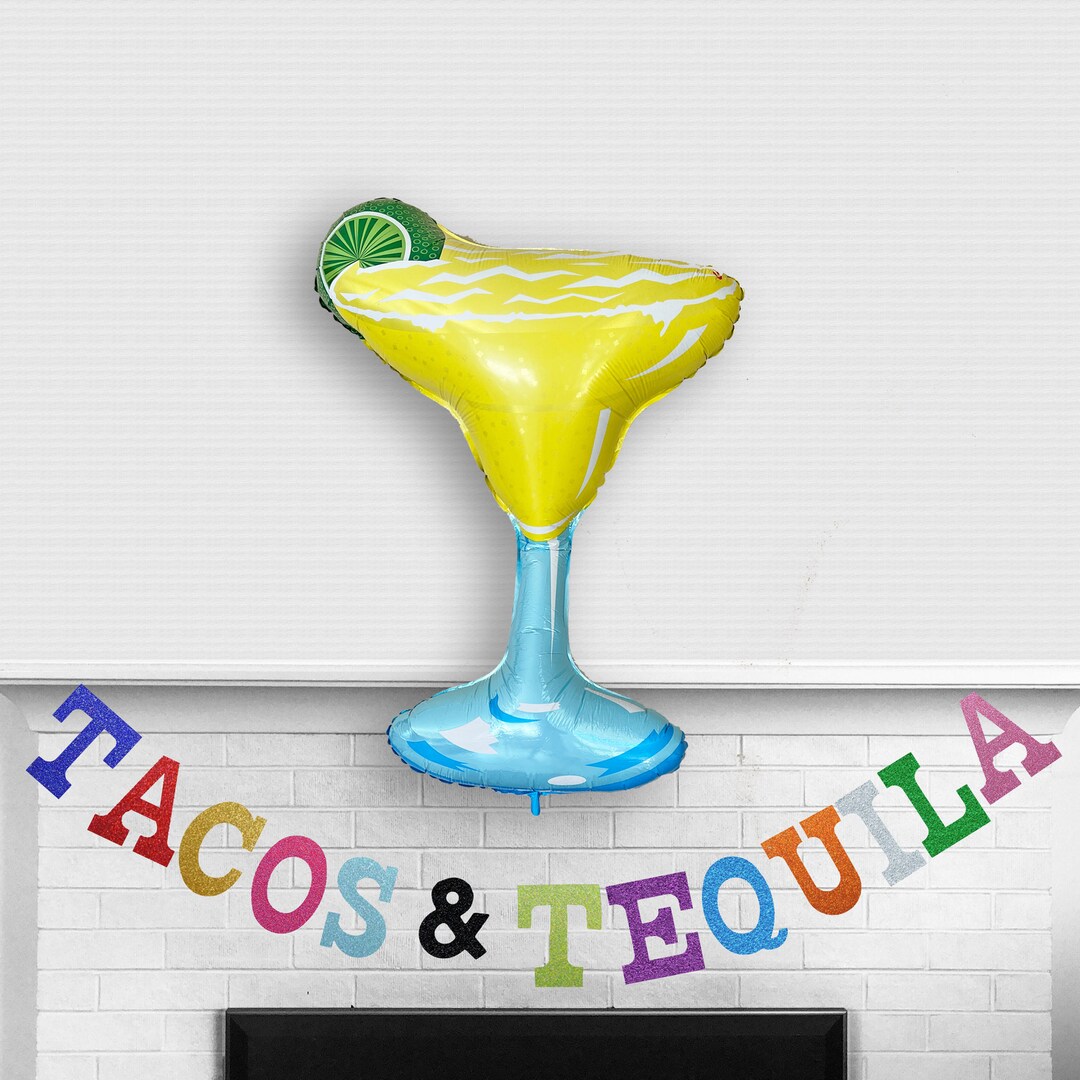 Glitter Fiesta Banner 5 Inch Letter Tacos and Tequila Banner Fiesta ...