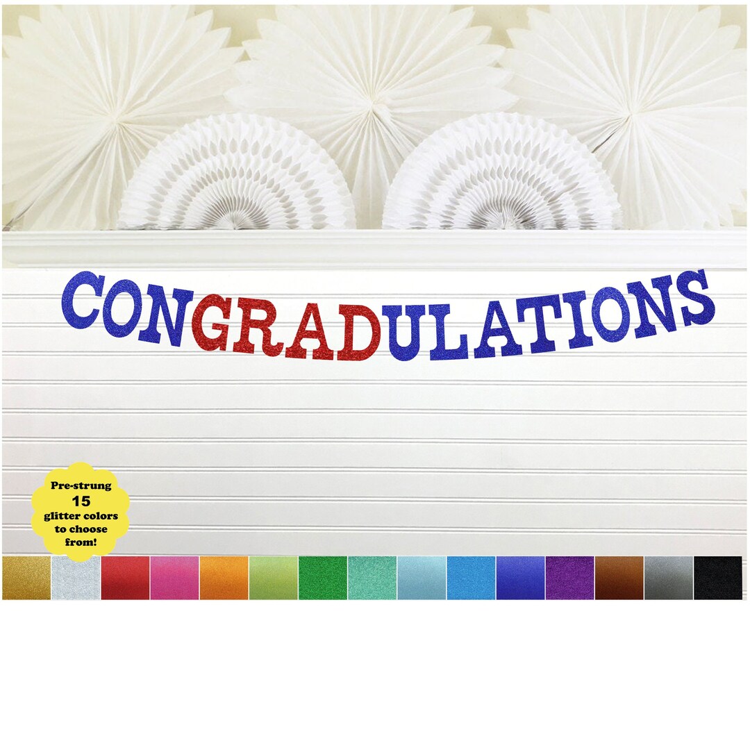 Glitter Graduation Banner - 5 Inch Letters - Congradulations Banner ...