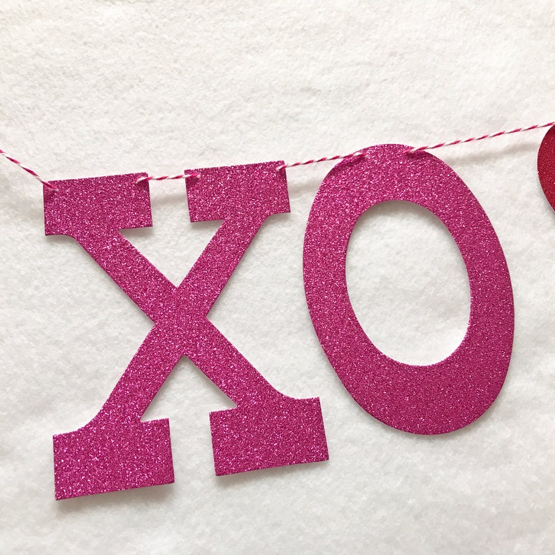 XOXOXO Valentine Banner - Glitter 5 Inch Letters - Valentine's Day ...
