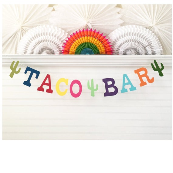 Taco Bar Banner - 5 inch Letters - Fiesta Birthday Banner Cinco De Mayo ...
