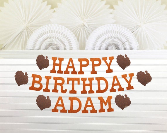 Turkey Birthday Banner - Glitter 5 inch Letters - Fall Autumn Party ...
