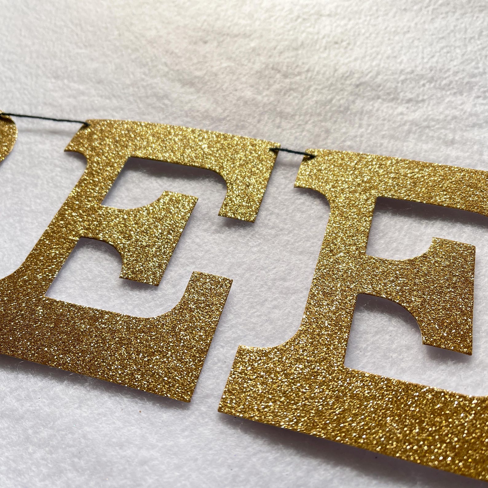 Glitter New Years Eve Banner - 5 Inch Letters - Cheers to New Year Sign ...