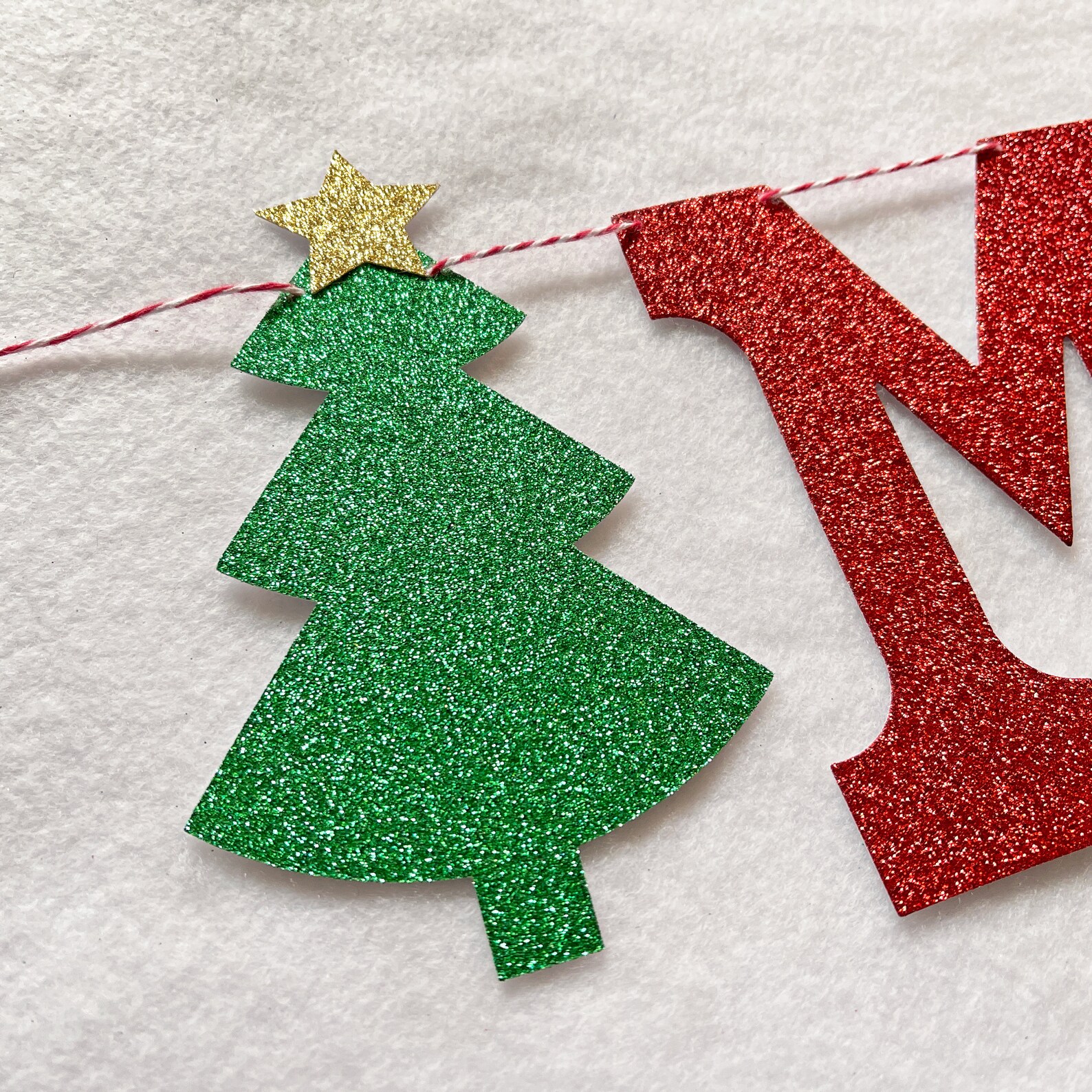 Glitter Christmas Banner 5 Inch Tall Holiday Decor Garland | Etsy