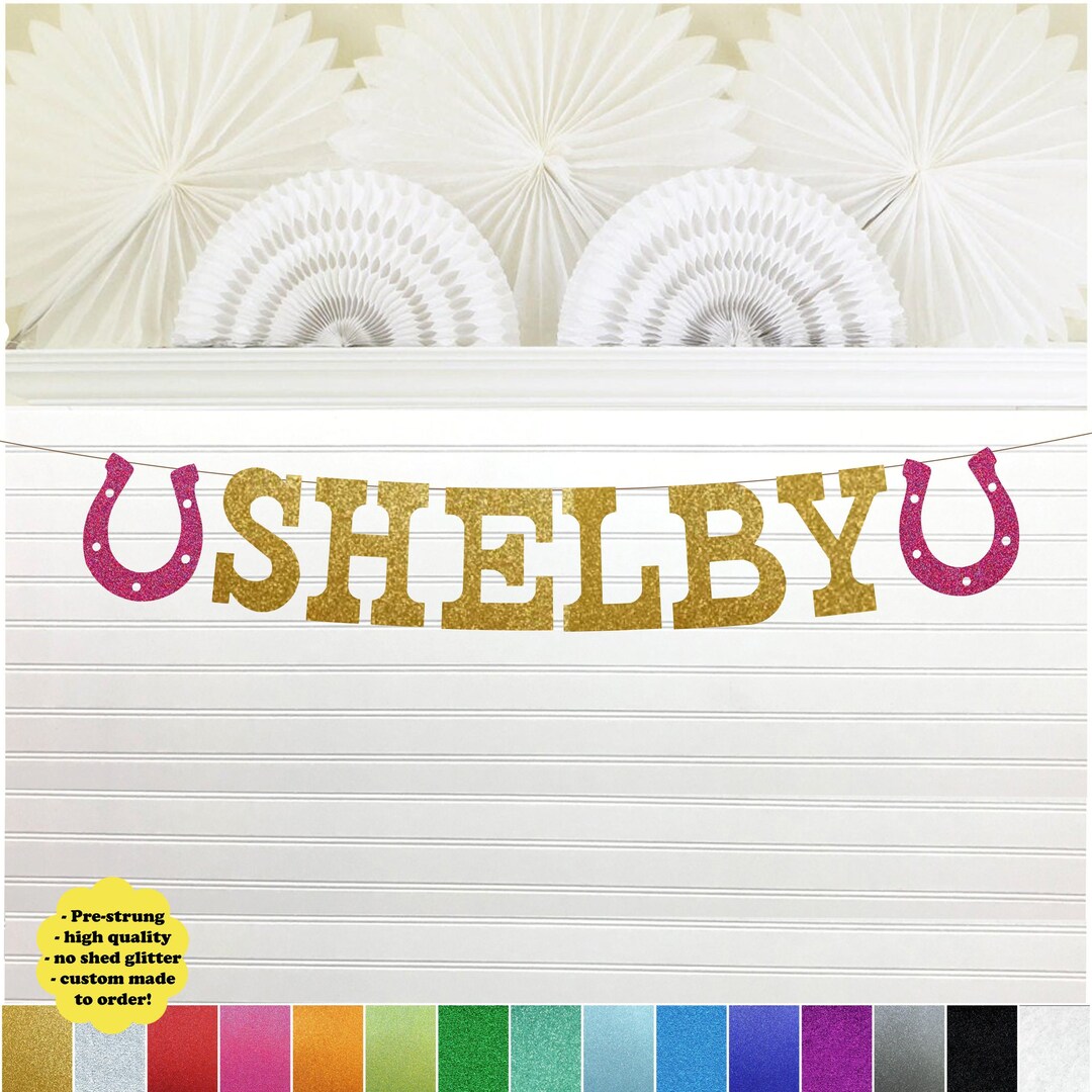 Cowgirl Name Banner - Glitter 5 Inch Tall Letter - Western Girls 1st ...