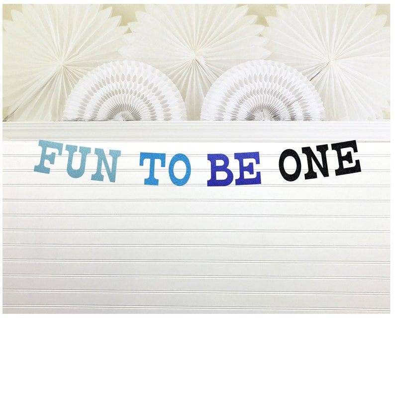 Fun to Be One Banner Glitter 5 Inch Letters Blue Boys 1st | Etsy
