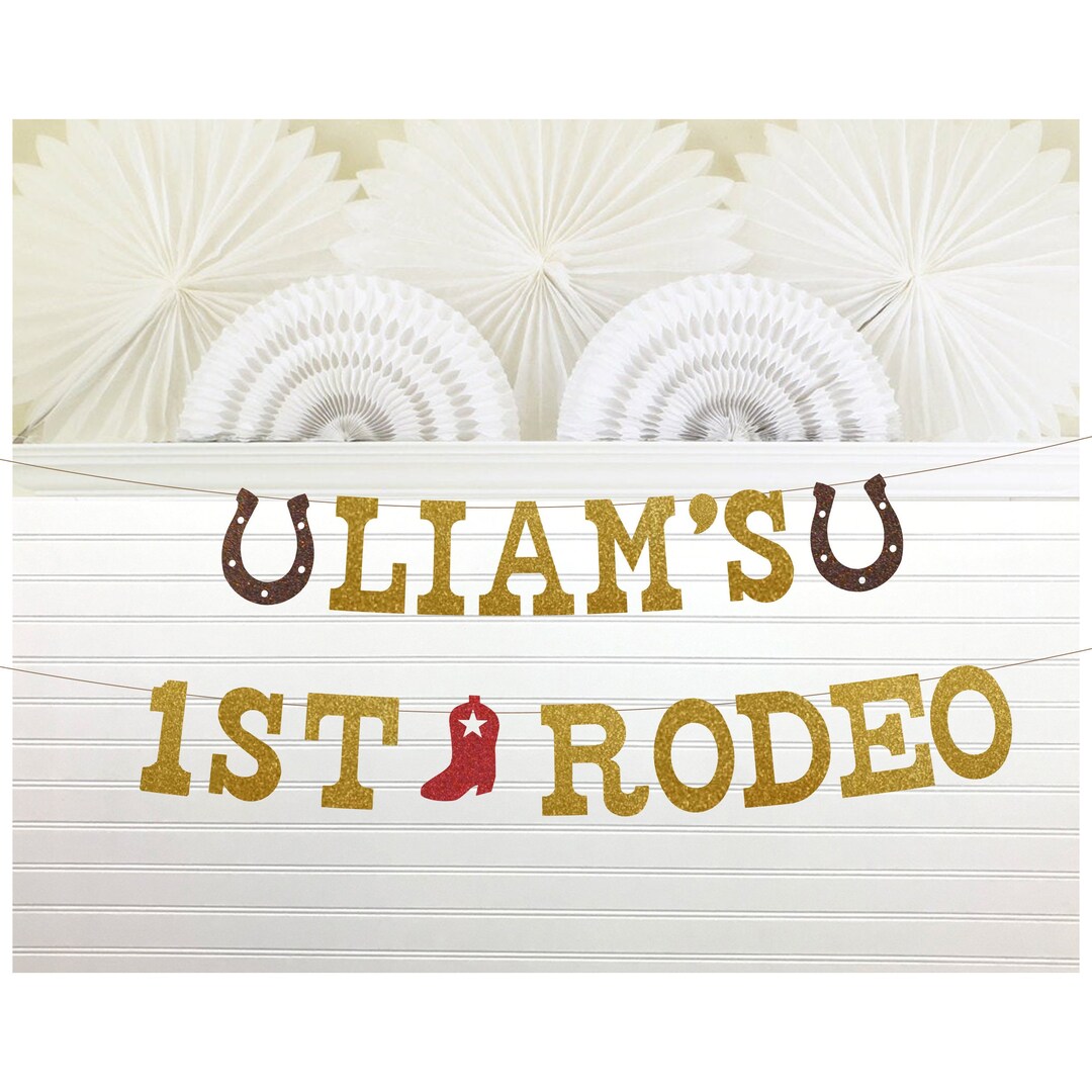 Custom Rodeo Banner - Glitter 5 Inch Tall - ANY AGE Western 1st ...