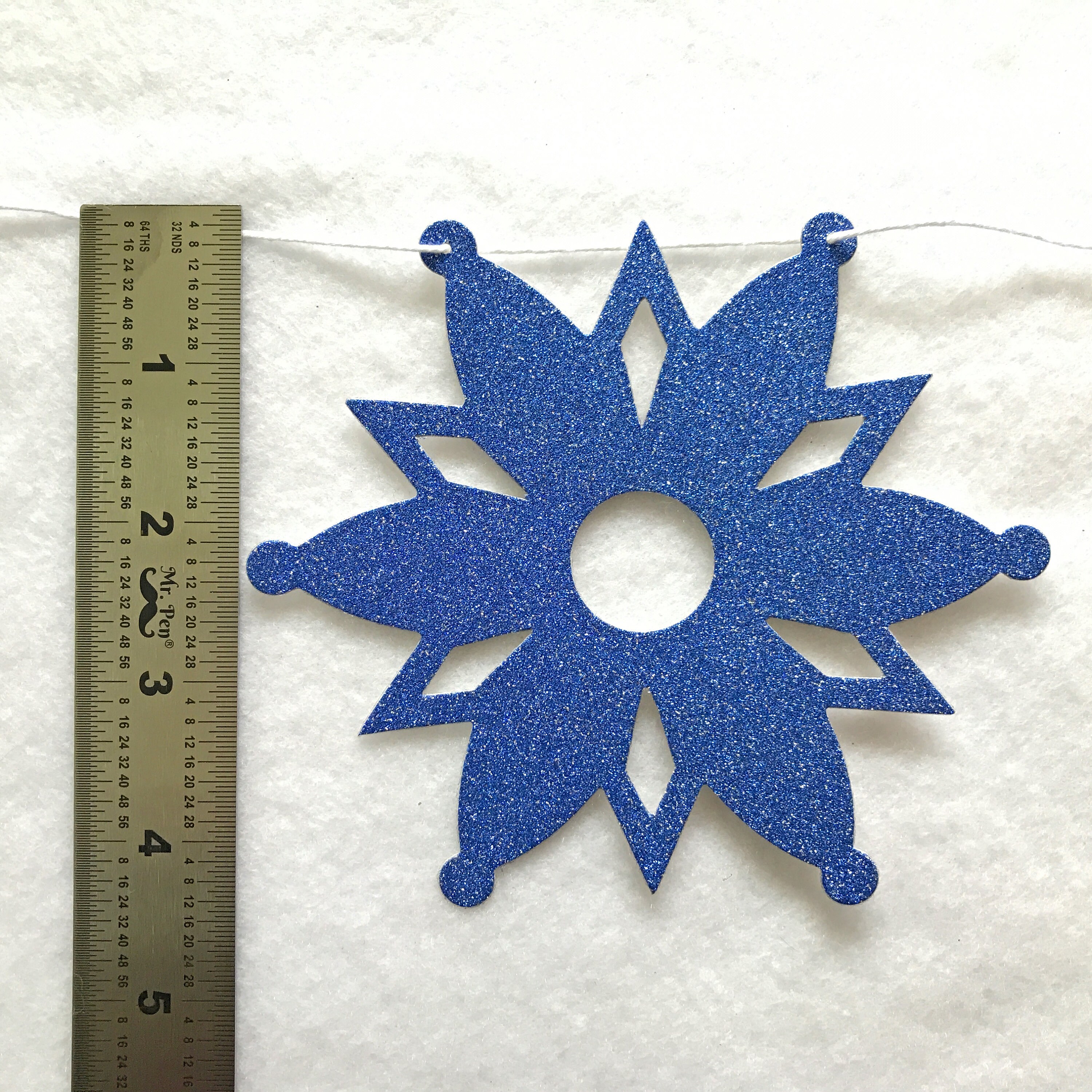Blue Glitter Snowflake Garland 6 Ft Long Winter Party | Etsy