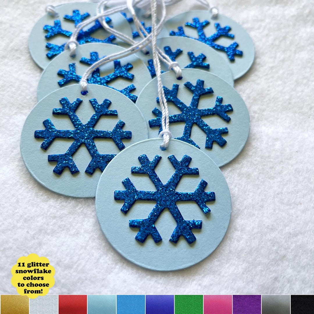 Handmade Snowflake Gift Tags Glitter 2 Inch Light Blue Pre-strung ...