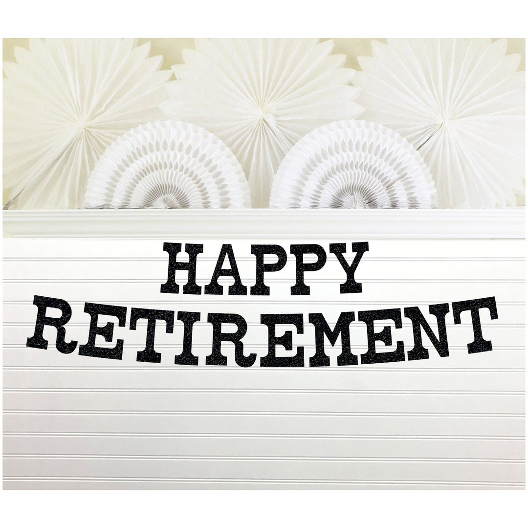 Happy Retirement Banner Glitter 5 Inch Letters Good Luck Retiree Sign ...
