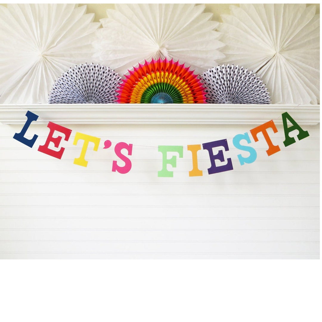 Let's Fiesta Decoration Banner - 5 Inch Letters - Fiesta Birthday Party ...