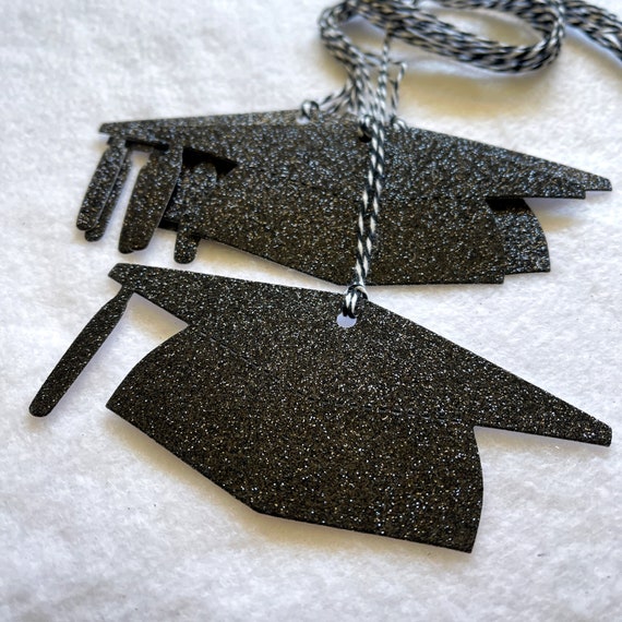 Glitter Graduation Cap Tags -Twine Included- 2023 Grad Party ...