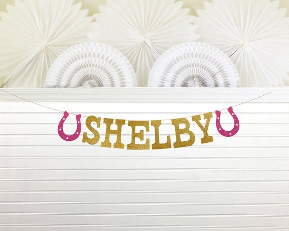 Cowgirl Name Banner - Glitter 5 inch tall letter - Western Girls 1st ...