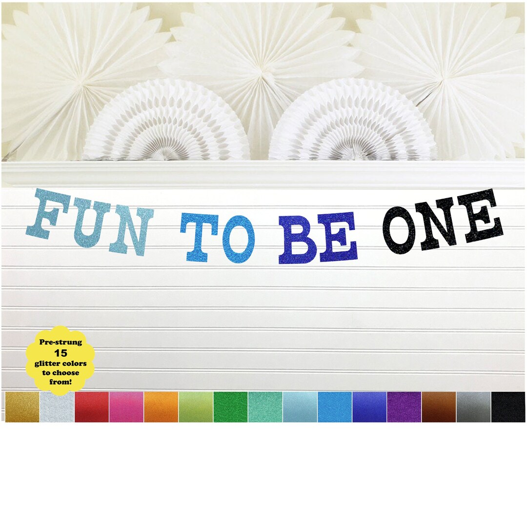 Fun to Be One Banner - Glitter 5 Inch Letters - Blue Boys 1st First ...