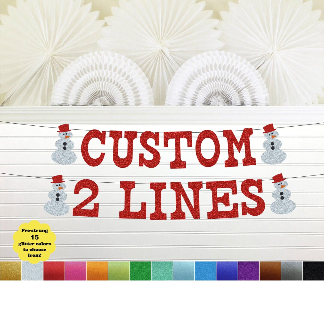 Snowman Banner Glitter 5 Inch Letters Custom Christmas Birthday Party ...