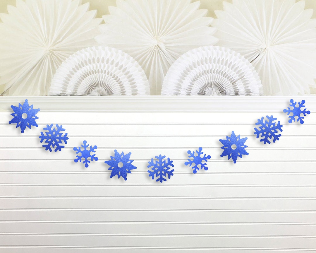 Blue Glitter Snowflake Garland 6 Ft Long Winter Party - Etsy