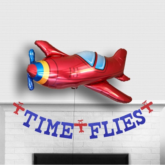 Time Flies Banner Glitter 5 Inch Letters Airplane Birthday | Etsy