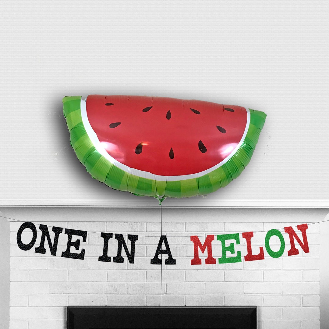 One in A Melon Banner Glitter 5 Inch Letters Watermelon Theme Birthday ...