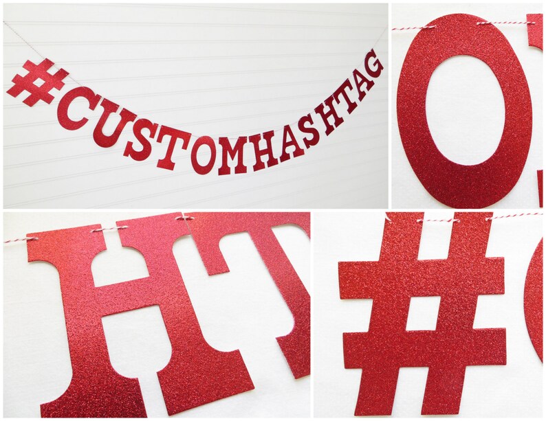 Glitter Hashtag Banner 5 Inch Letters Custom Wedding - Etsy