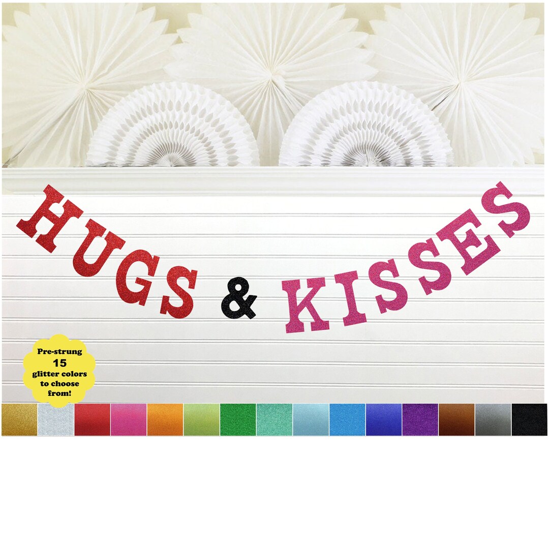 Glitter Hugs & Kisses 5 Inch Letters Valentines Day Decorations Love ...