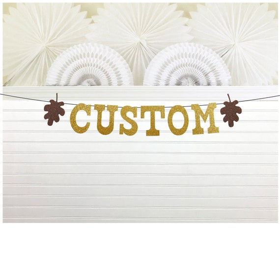 Custom Fall Banner - Glitter 5 inch Letters - Autumn Leaf Decorations ...