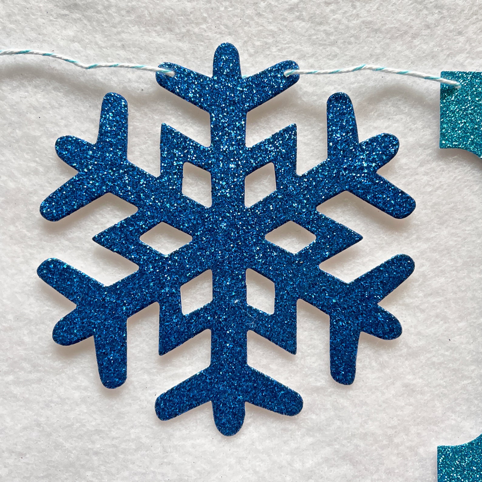 Snowflake Birthday Banner Glitter 5 Inch Letters December | Etsy