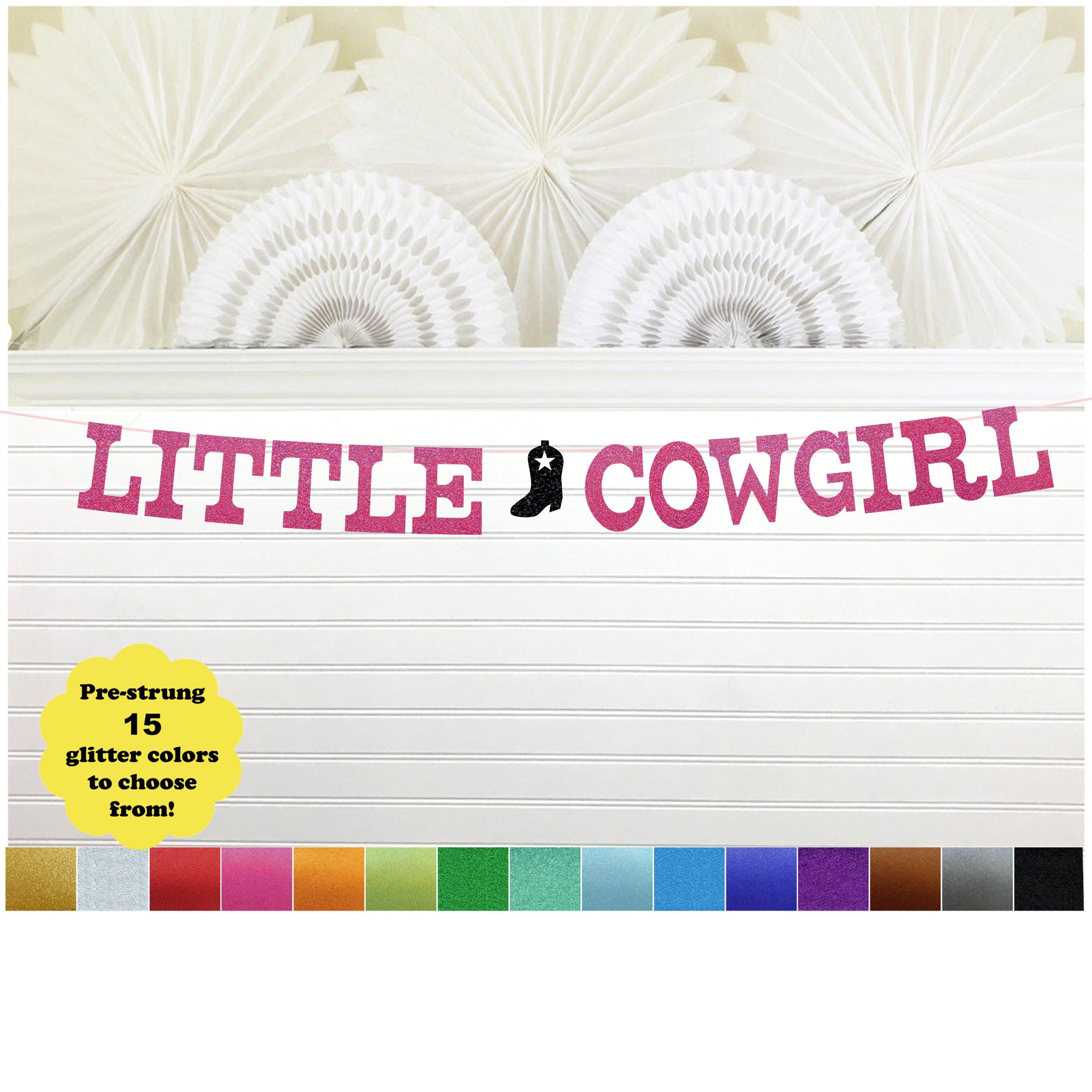 Little Cowgirl Glitter Banner - 5 Inch Letters - Western Baby Shower ...