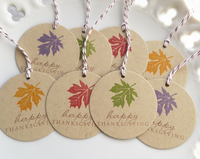 Happy Thanksgiving Tags Fall Leaf Set of 8 Thanksgiving - Etsy