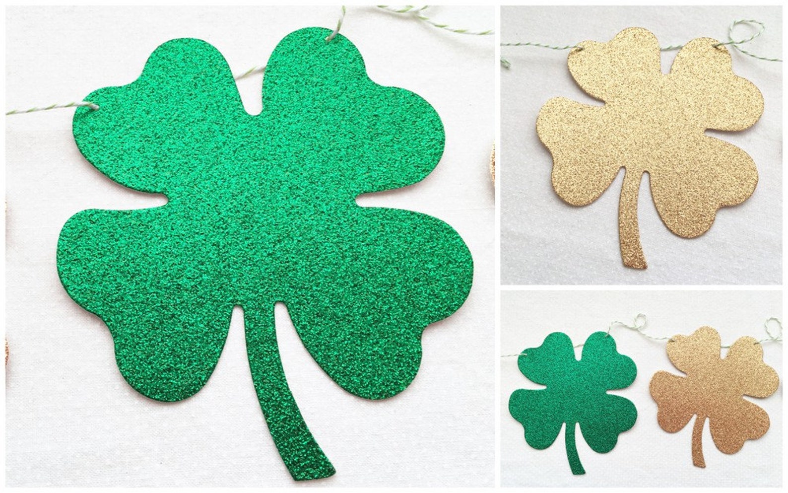4 Leaf Clover Garland Glitter 4.75 Inch Tall St Patricks - Etsy