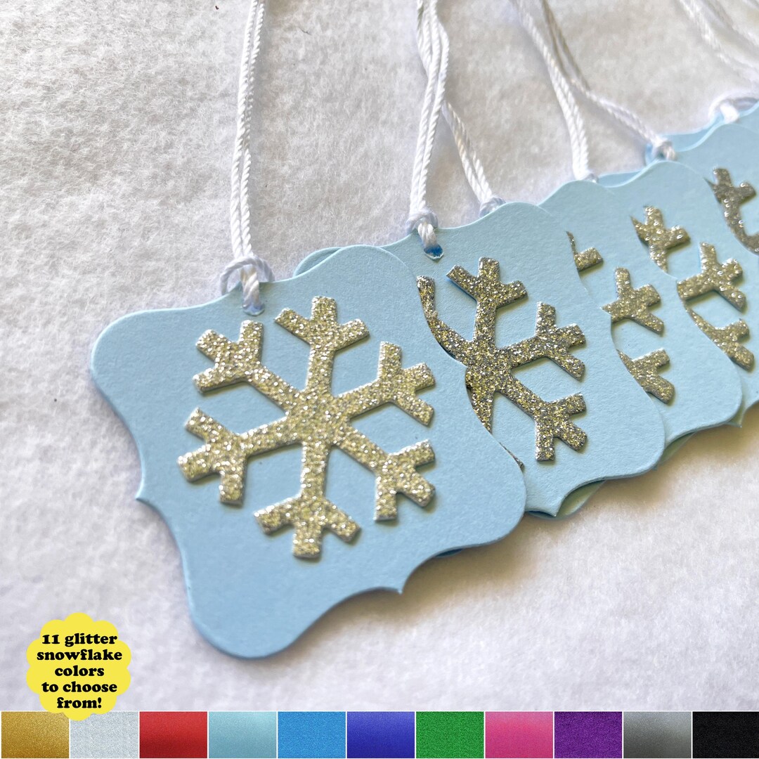 Handmade Gift Tags Glitter Snowflake 2 Inch Light Blue Pre-strung ...