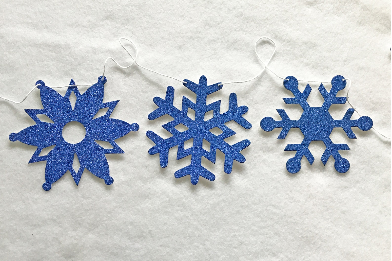 Blue Glitter Snowflake Garland 6 Ft Long Winter Party | Etsy