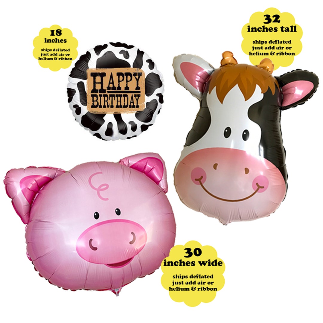 Farm Animal Balloons Barn Birthday Party Decor Farmer Cow Pig Foil ...