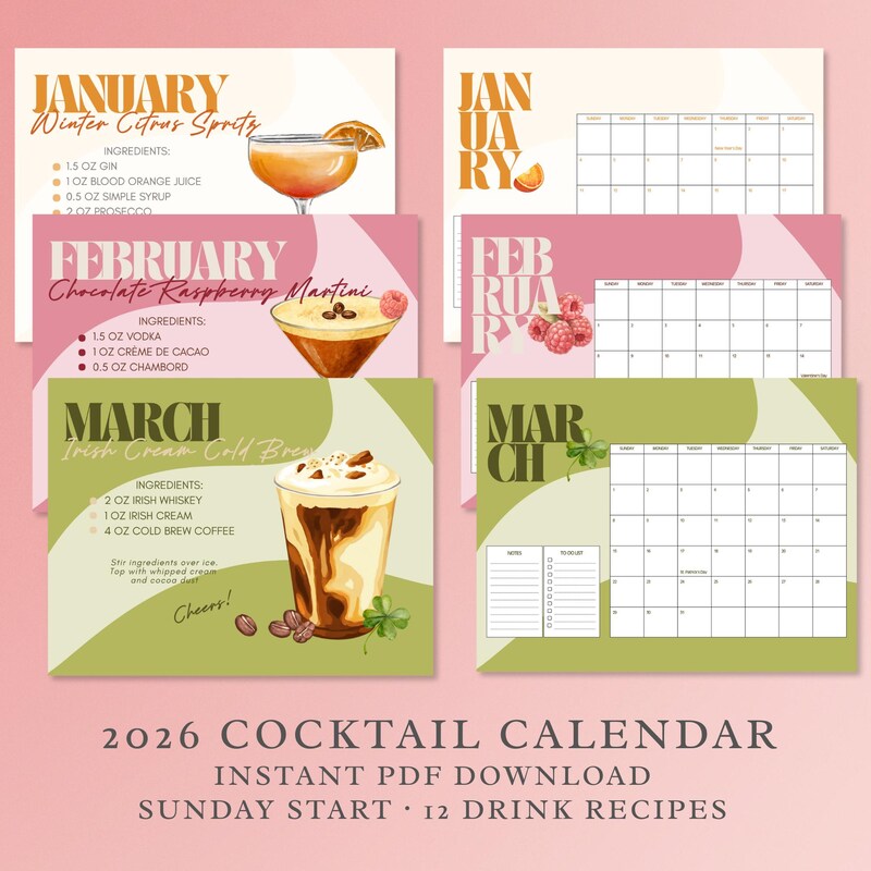 Drink 2026 Wall Calendar - Etsy