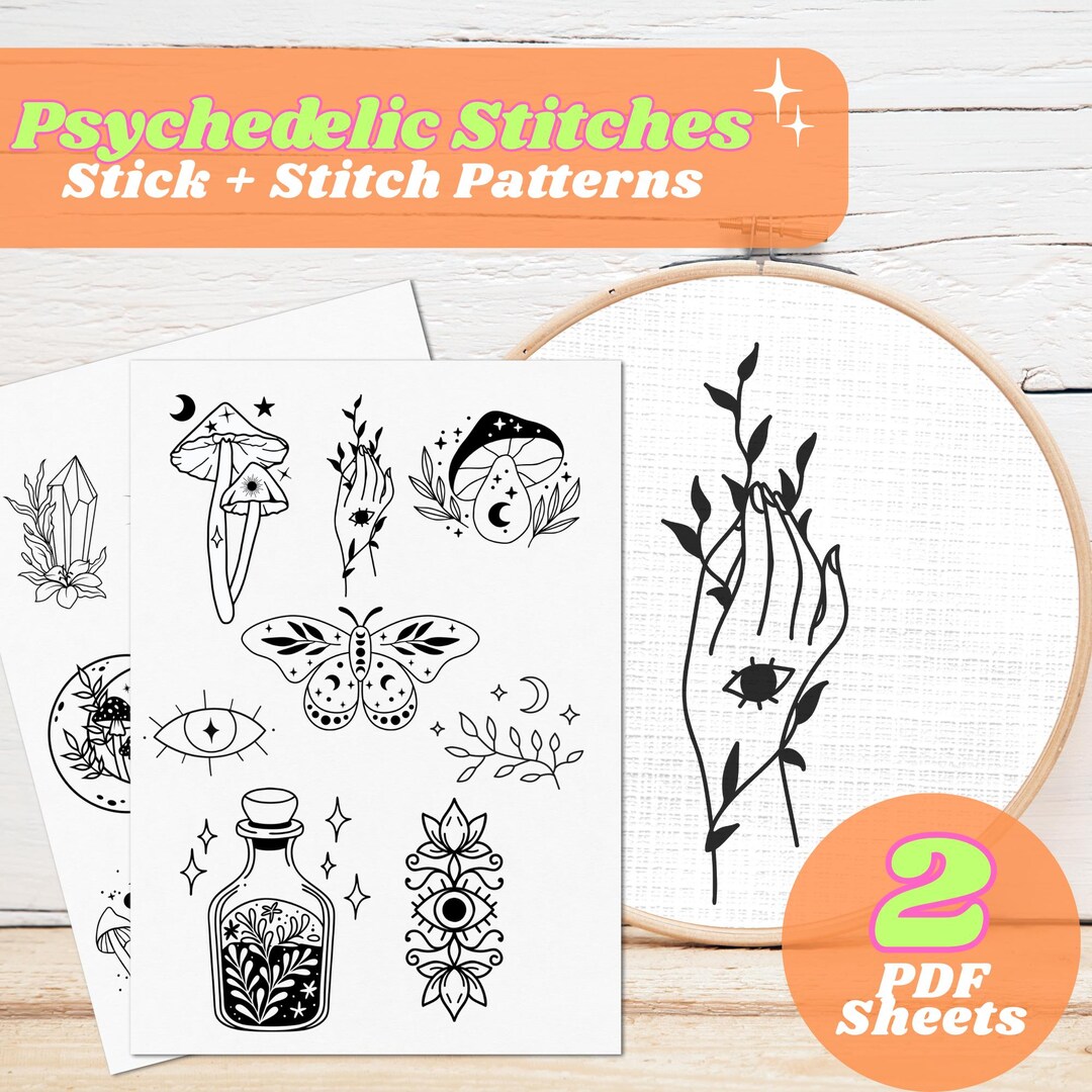 Groovy Hand Embroidery Pattern, Psychedelic Embroidery PDF Stick and ...