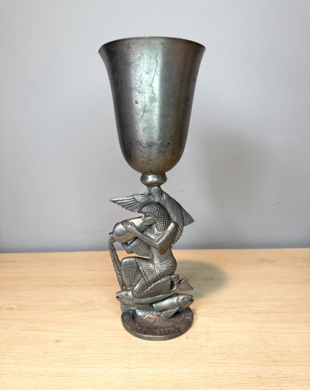Vintage Egyptian Revival Goddess Pewter Goblet / Aquarius Rising ...