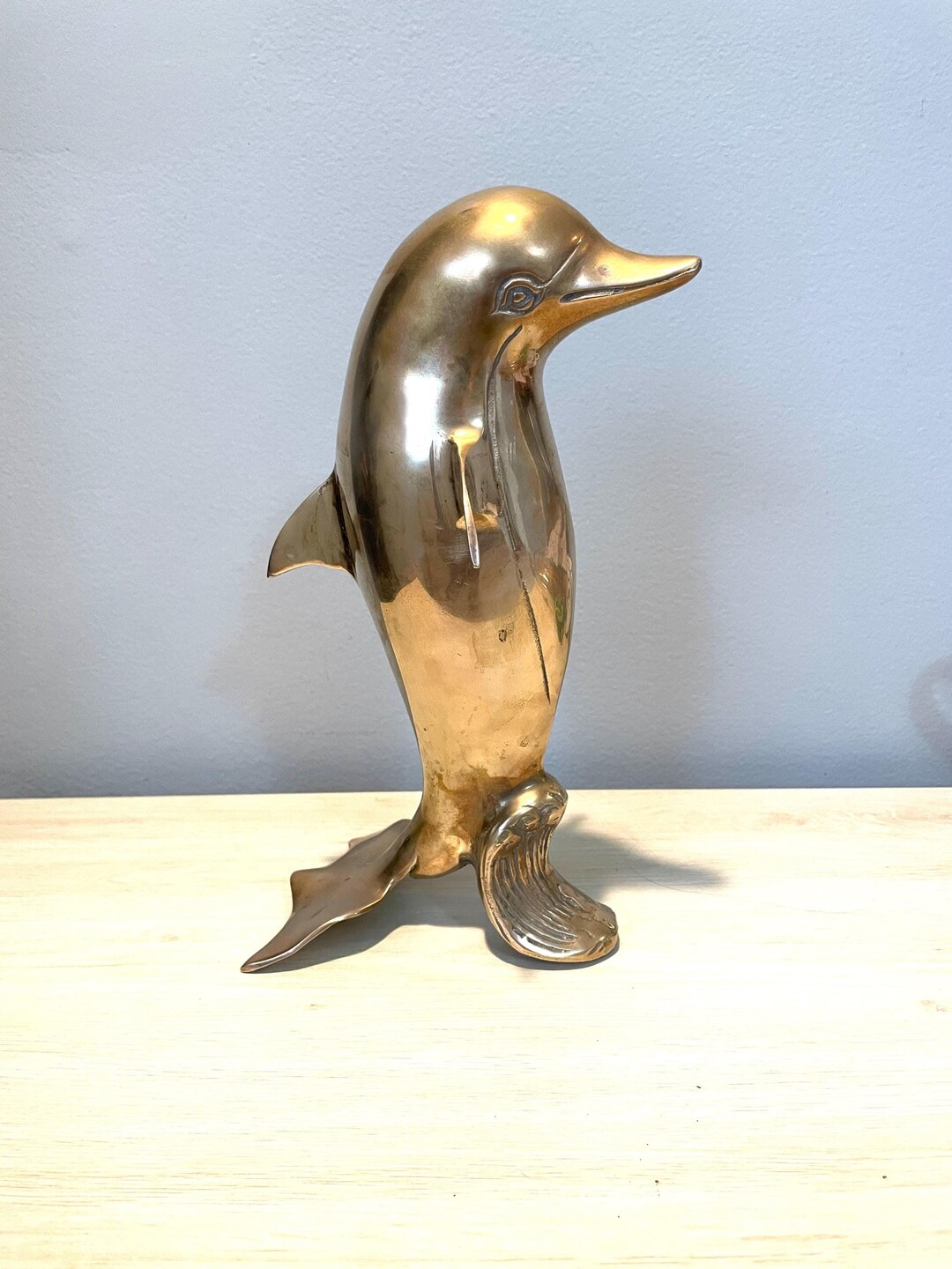 Large Vintage Solid Brass Dolphin 1060s MCM Brass Home Decor Figurine ...