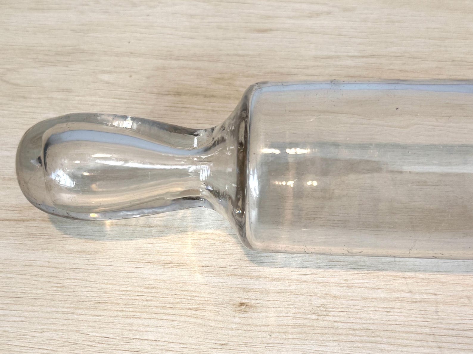 Vintage Hand Blown Glass Rolling Pin / Clear Glass / Antique Kitchen ...