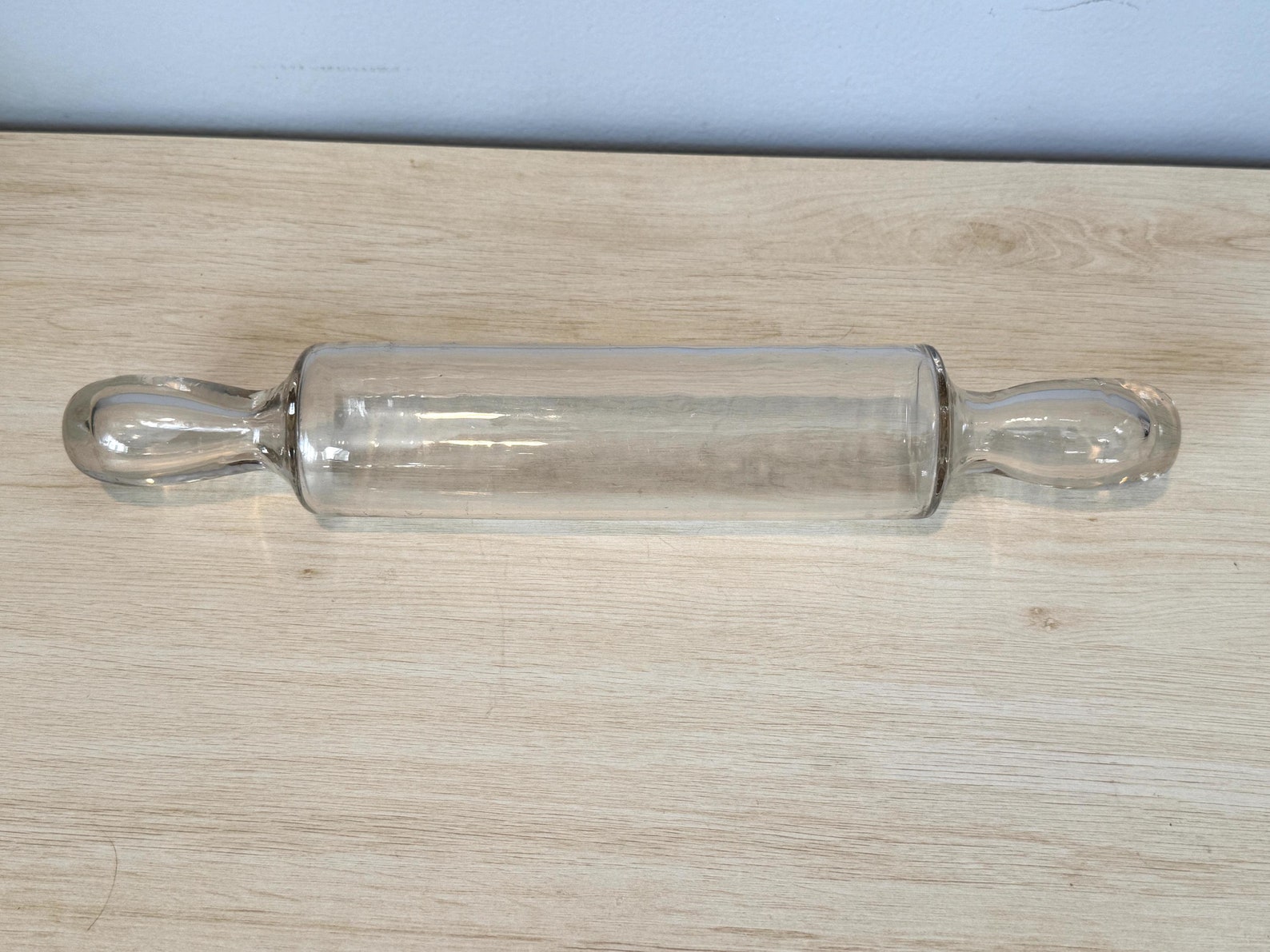 Vintage Hand Blown Glass Rolling Pin / Clear Glass / Antique Kitchen ...
