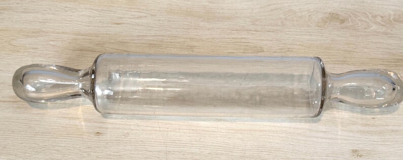 Vintage Hand Blown Glass Rolling Pin / Clear Glass / Antique Kitchen ...